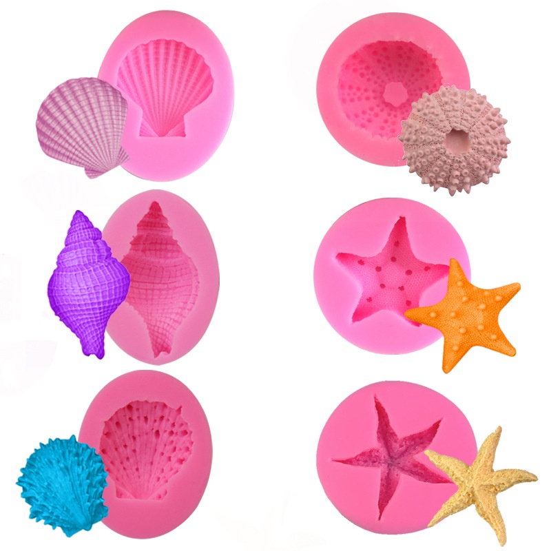Cartoon Ocean Series Fondant Shell Conch Cake Silicone Mold Candy ...
