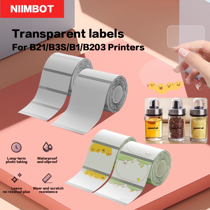 Niimbot B21/B203/B3S/B1 Label Printer Printing Paper Transparent Clear Name Sticker Waterproof ...