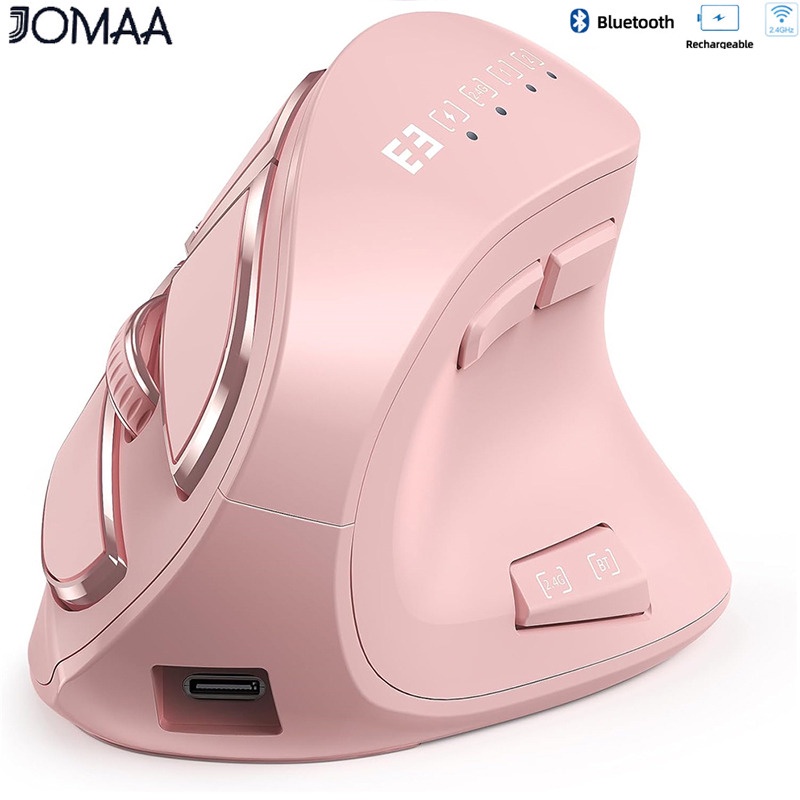 Jomaa Pink Mouse Blueooth +2.4G Wireless Vertical Mouse Rechargeable ...