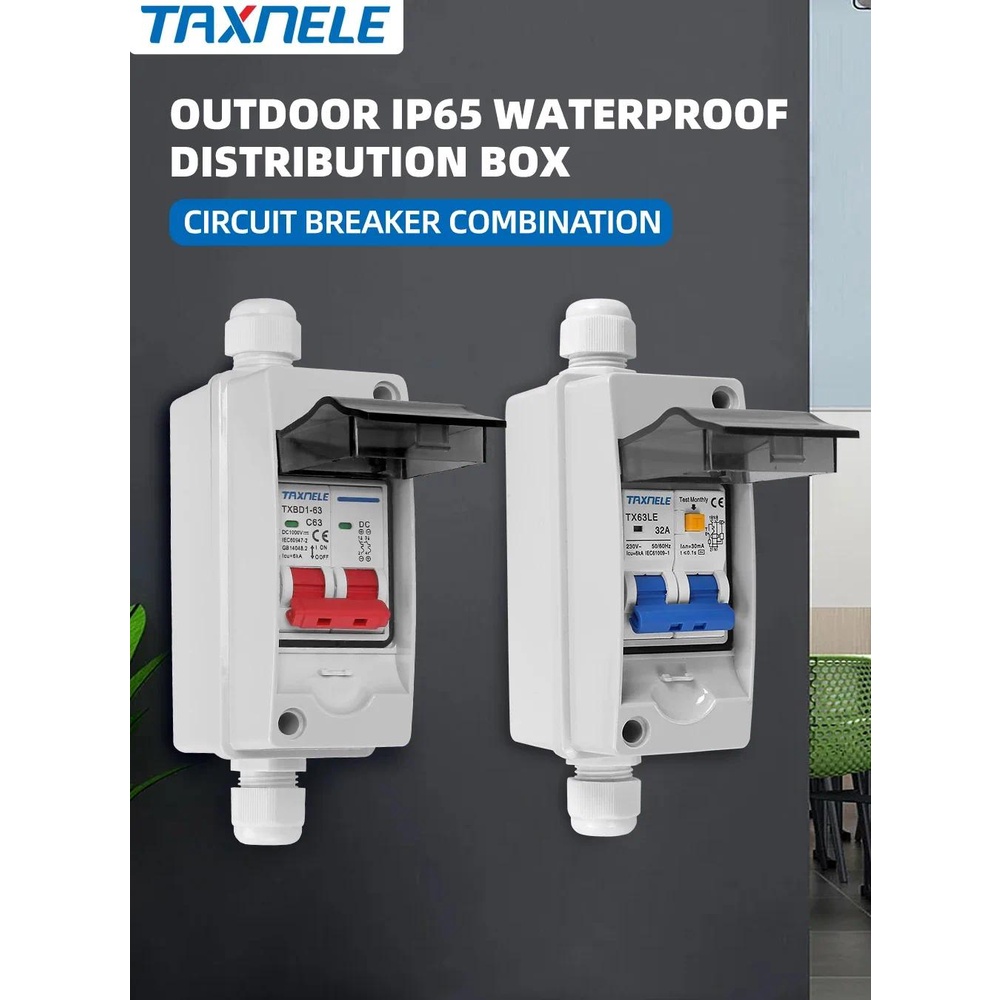 IP65 Waterproof Electrical Distribution Box HT-2p Outdoor AC DC Solar Circuit Breaker MCB 63A ...