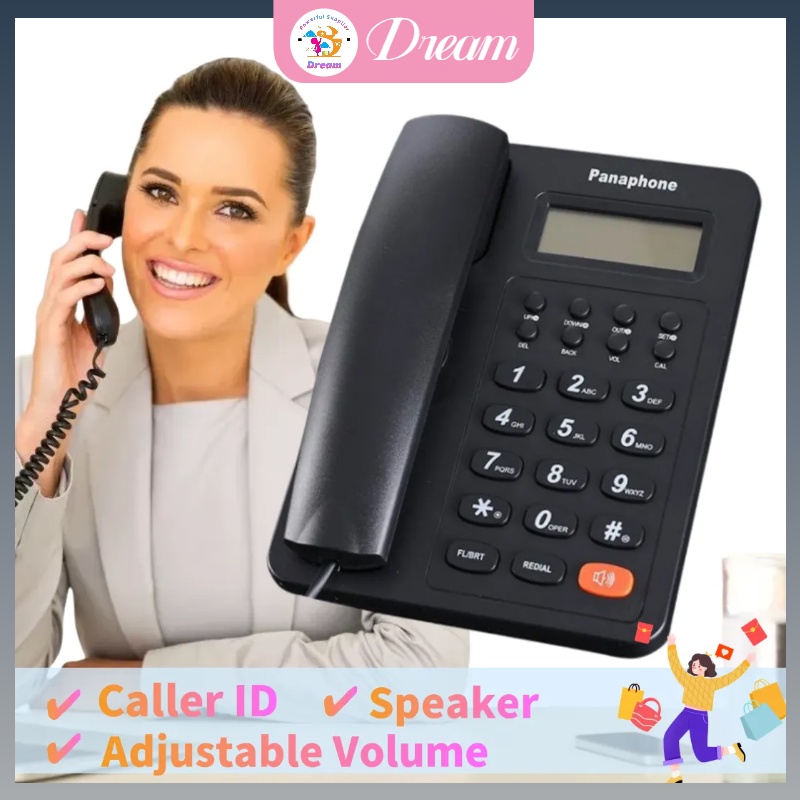 Caller ID Telephone Landline Phone Speaker Hands Free Desktop Telephone Set for Home Office ...