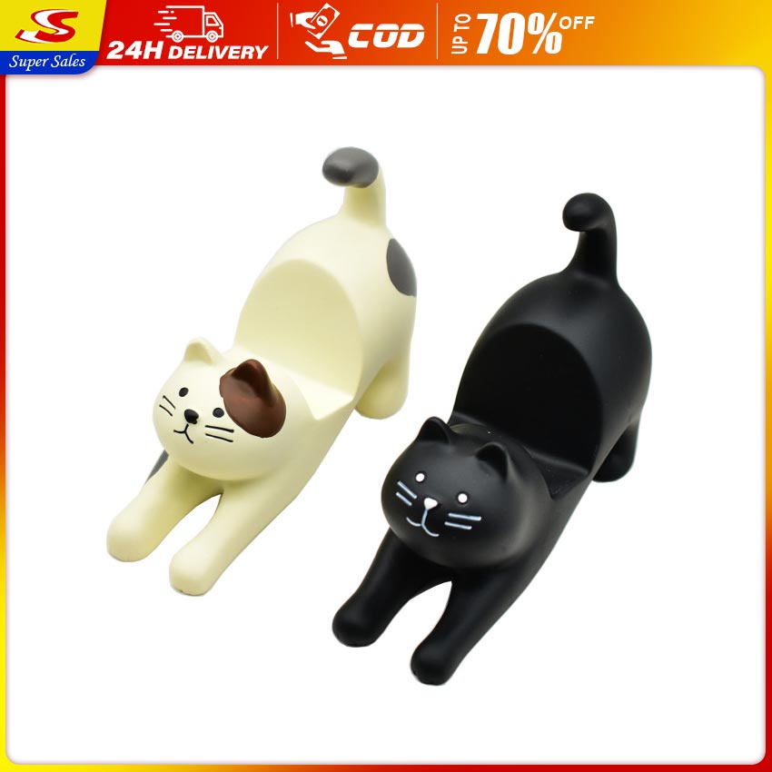 【SuperSales】Cat Phone Holder Resin Cartoon Cute Cat Desktop Mobile ...