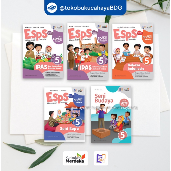 Elementary School Book Package Class 5 Kur Merdeka Erlangga ESPS Bupena ...