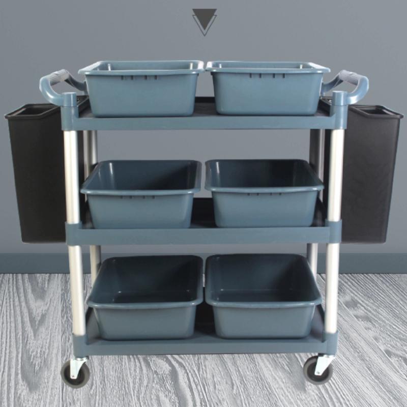 cone Restaurant bowl collection cart three-layer hand push dining cart ...