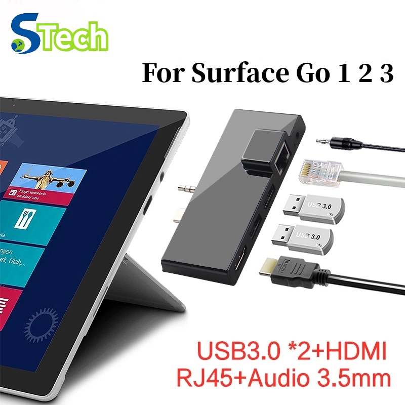 USB C HUB For Microsoft Surface Go Go2 Go3 USB 3.0 to HDMI RJ45 3.5mm ...