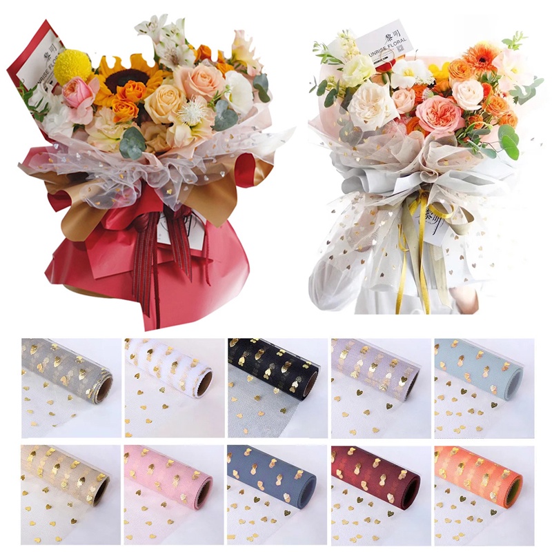 Roll Gauze Flowers Heart Bouquet Wrapping Paper Sequin Mesh Craft ...