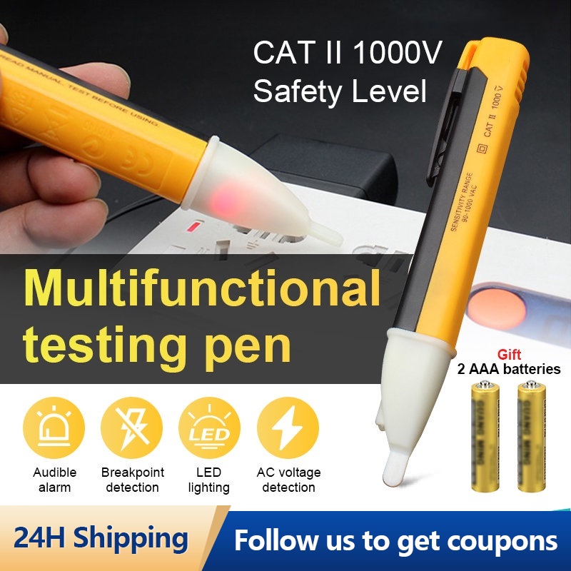 Voltage Tester Pen 90-1000V 50/60Hz Non-Contact AC Voltage Electrical ...