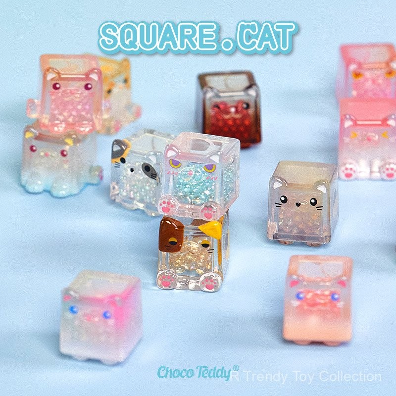 Cute Adorable Ice Cube Cat Plush Blind Box Cube Stacking Cat Blind Bag ...