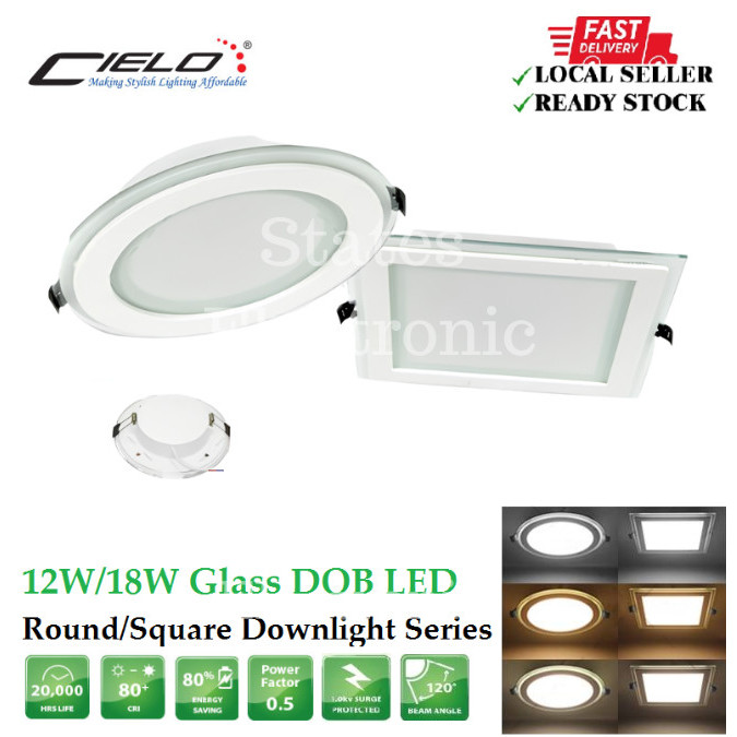 CIELO 206 12w/18w Driver On Board GLASS LED Downlight SIRIM Round ...