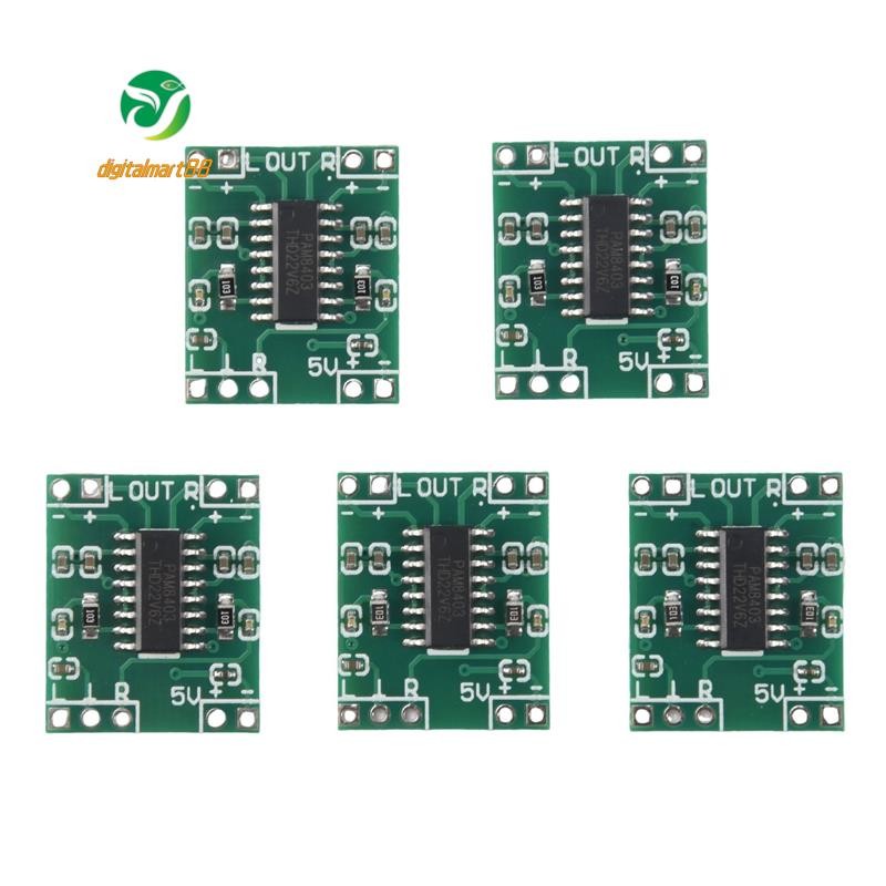 5 Pcs Digital Power Amplifier Board,2X3W Type D PAM8403 Audio Module DC ...