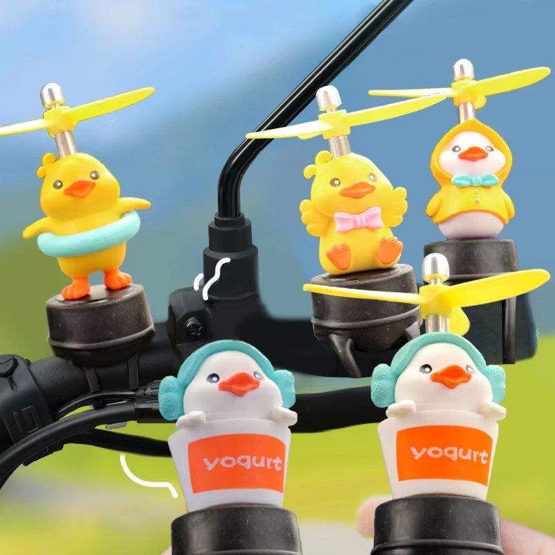 Cute Little Yellow Duck Motorcycle Riding Handlebar Decoration Toy with ...