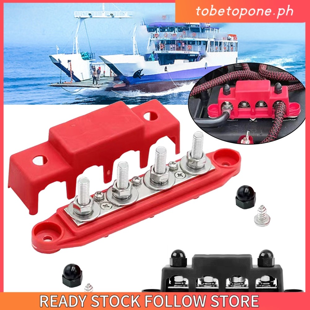 TBTOPONE ️12V 250A 4 Post Busbar Bus Bar Power Distribution Block W/ Cover 5/16" | Shopee ...