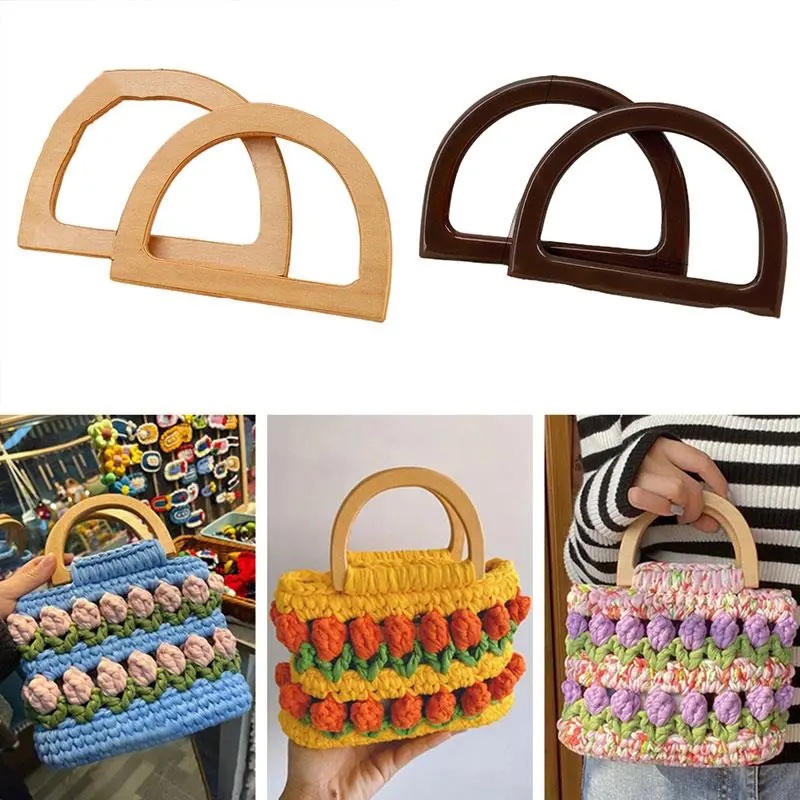 Decorative Knitted Bag Purse DIY Crocheted Handbag Handles Handcraft ...
