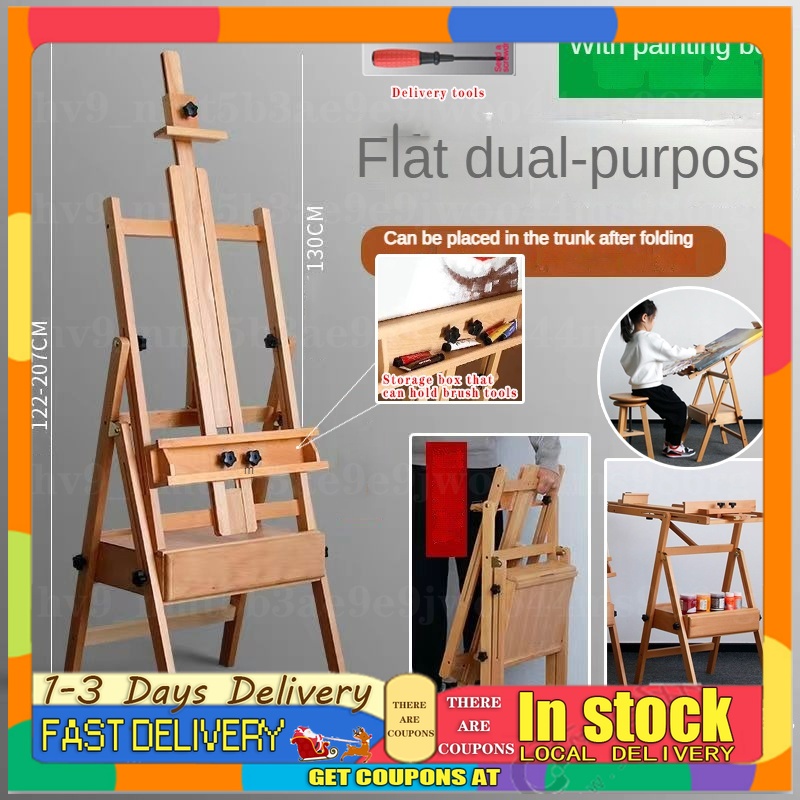 【COD】Flat standing easel for art students oil stand type easel Foldable ...