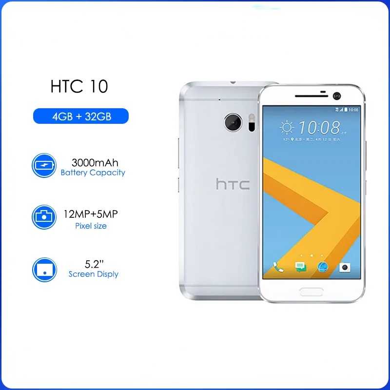 HTC 10 M10 Quad Core 5.2 Inch 32GB ROM 4GB RAM 12.0MP LTE 4G Snapdragon ...