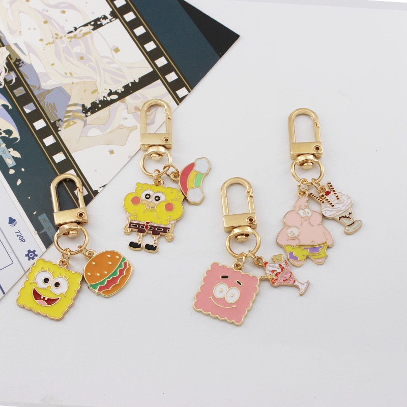 Cartoon Cute SpongeBob SquarePants Keychain Pie Daxing Airpods Keychain ...