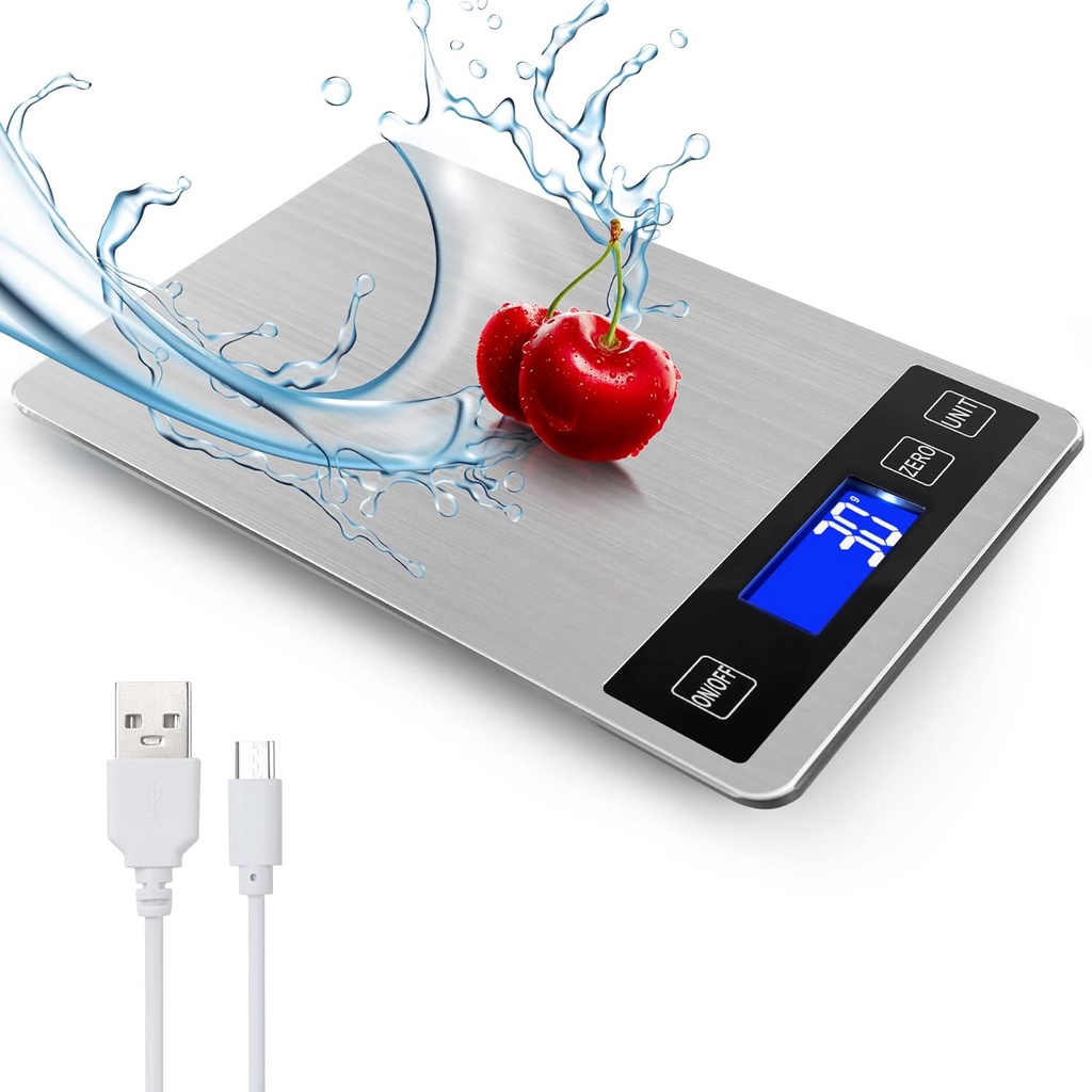 USB Charging 15kg Food Kitchen Digital Scale Waterproof Precise ...