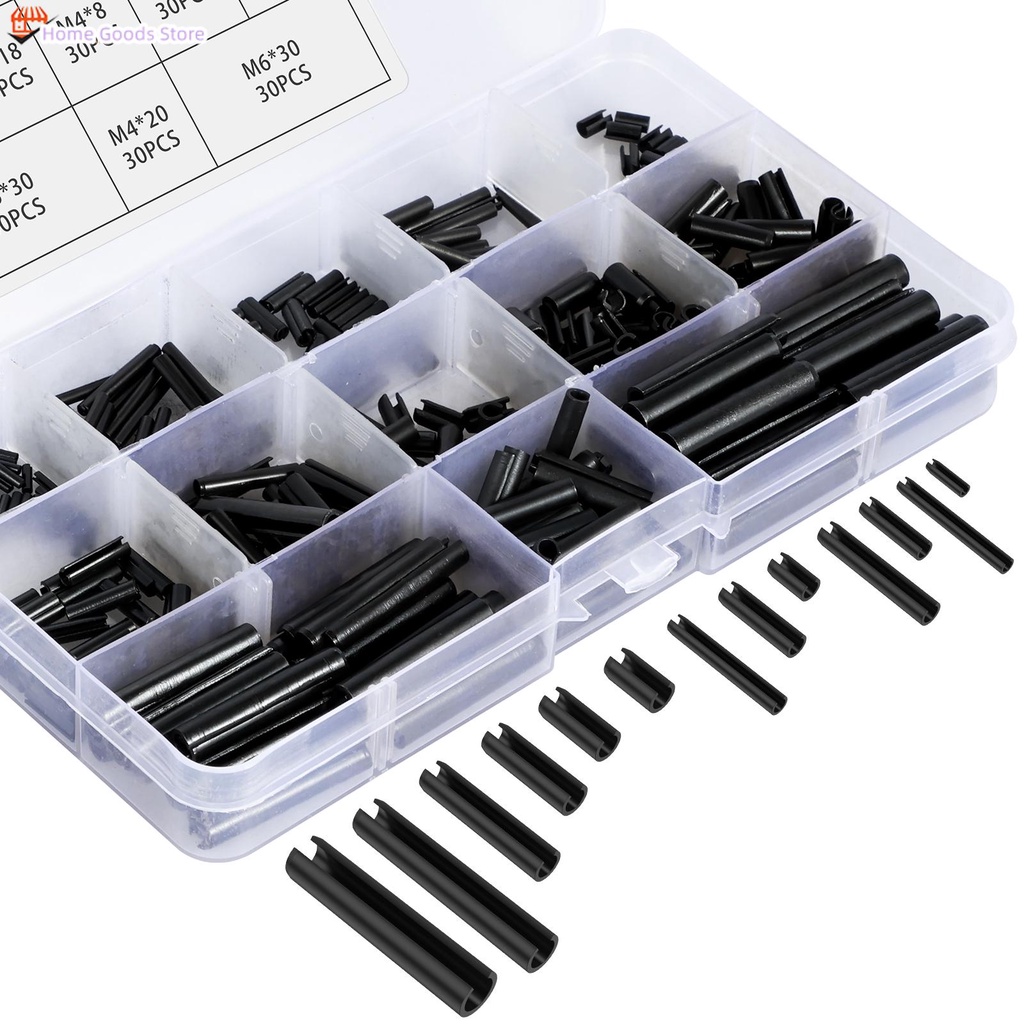 400Pcs Roll Pin Assortment Set Slotted Spring Pins Hardware Kit Split ...