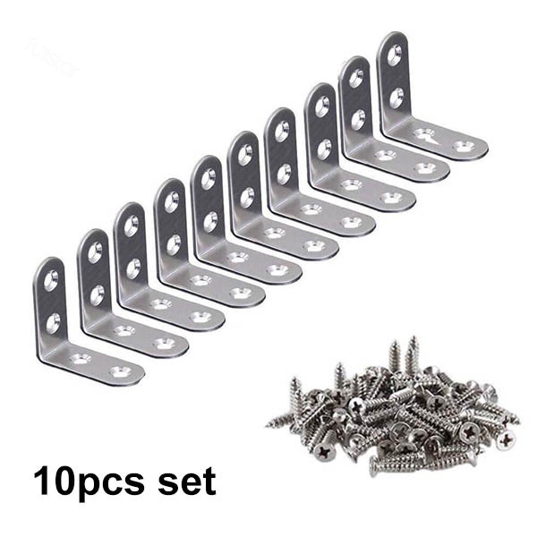 10pcs Right Angle L Bracket Brace Set with Screws for Shelves Furniture ...