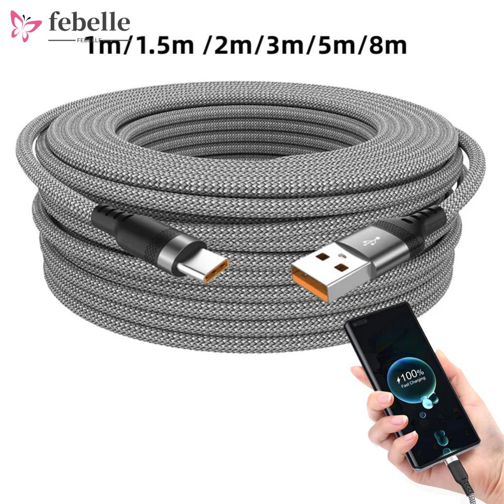 Febelle Extended Usb Type C Cable Braided Data Cable 3a Nylon Type C 8m