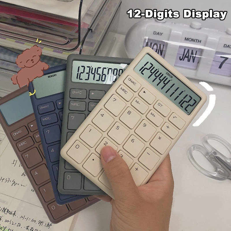 Creative Morandi Color Mini Calculator Student 12-digit Large Screen ...