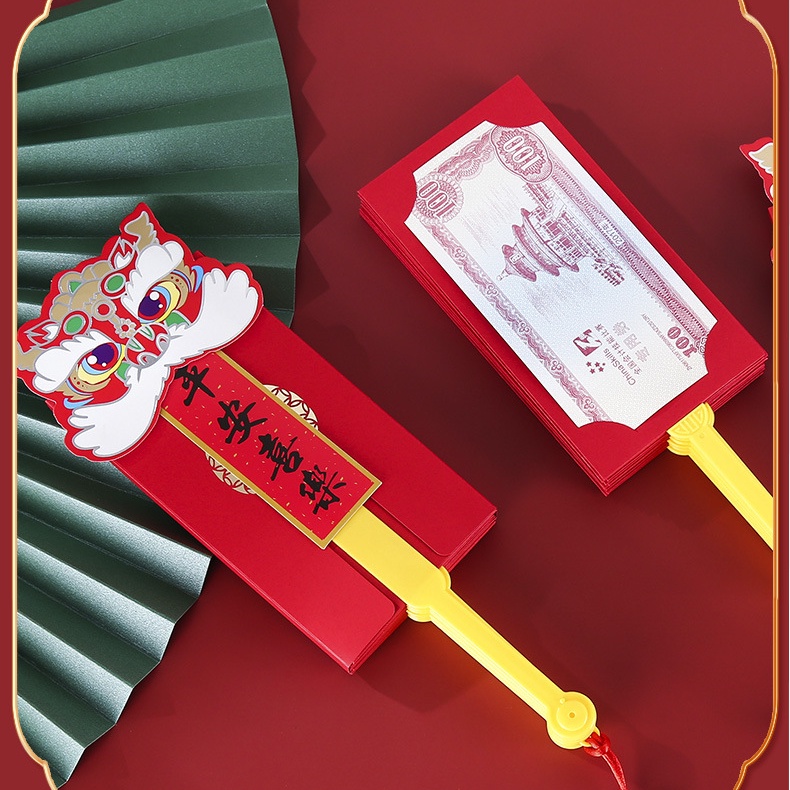 10 Card Fan Red Envelope Snake Year Red Angpao Folding New Year Ang Pow ...
