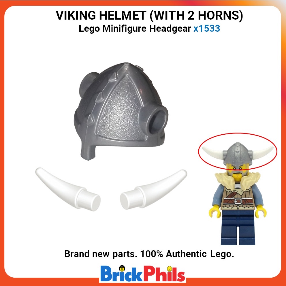 Lego Minifigure Headgear x1533 Viking Helmet (with 2 Horns) | Shopee ...