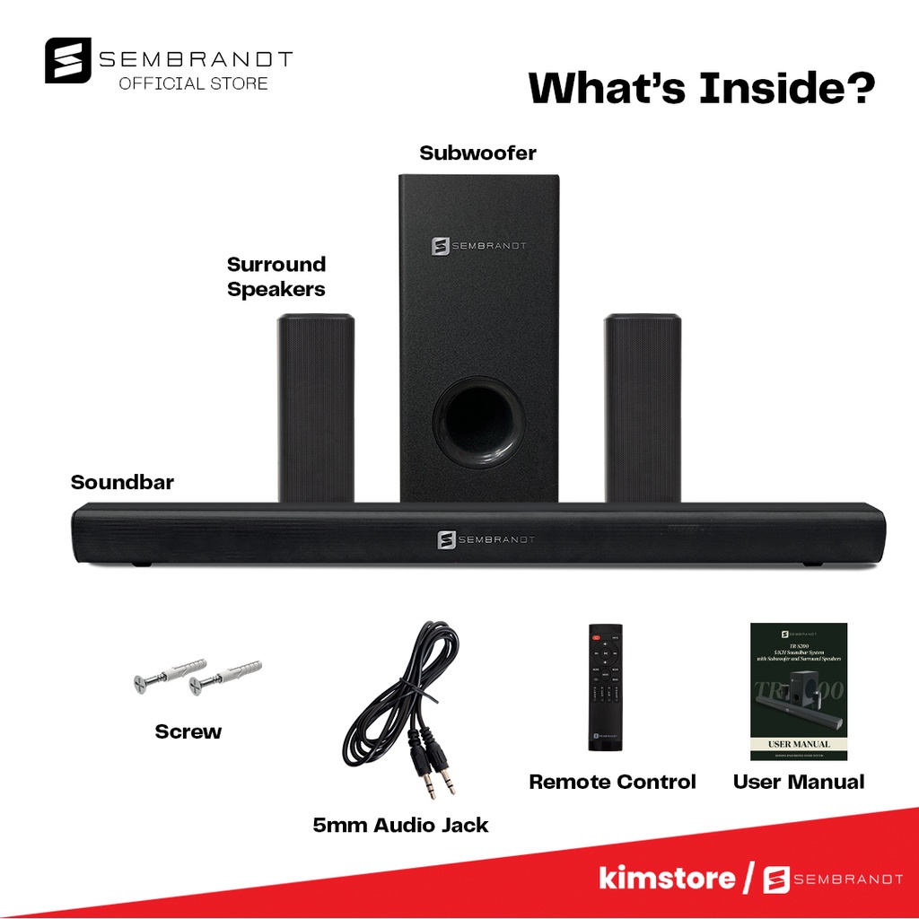 Sembrandt TR-S200 5.1CH Soundbar and Subwoofer with Surround Speakers ...