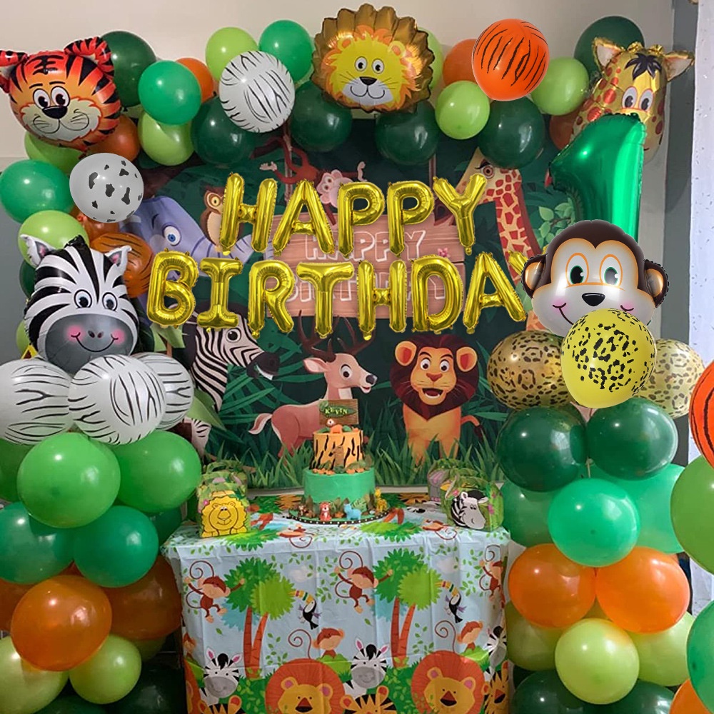 Jungle Safari Theme Party Balloon Lion Tiger Zebra Giraffe Animal ...