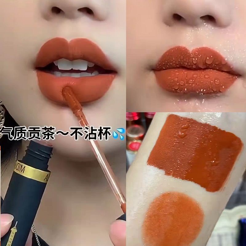 Orange velvet matte lip mud dark red orange cherry colors long lasting ...