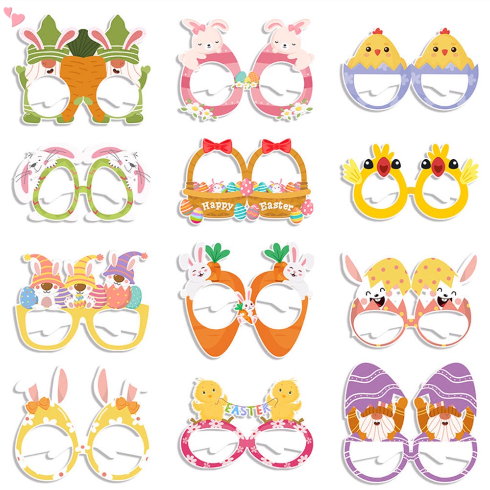 Easter Party Glasses, 12Pcs Paper Bunny Egg Chick Glasses for Easter ...
