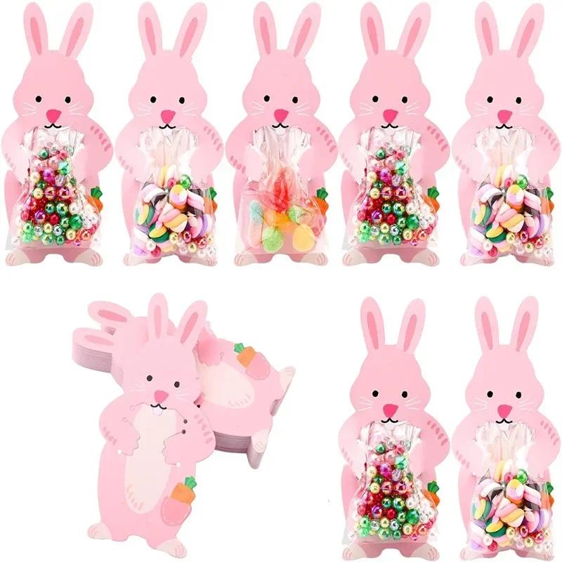10Pcs Easter Bunny Candy Bag Cute Rabbit Lollipop Cards Chocolate ...