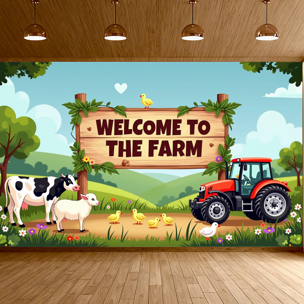 Farm Welcome Banner Backdrop for Outdoor Party Decorations Farming ...