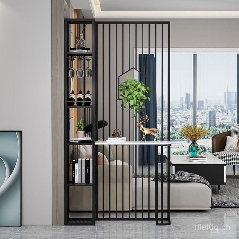 Light Luxury Entryway Screen Partition Living Room Metal Storage Rack ...