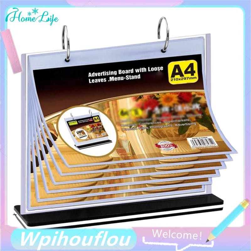 [HoME&life] A4 Flip Table Menu Stand Multi-Page Table Card Rack Menu Display Stand Menu Holder ...