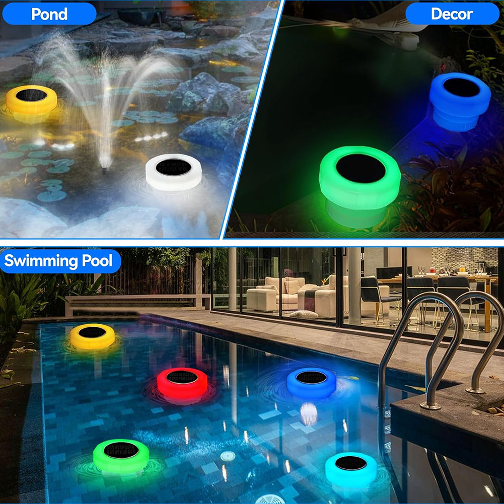 Pool Solar Chlorine Tablet Dispenser Floater with Colorful Light Pool ...