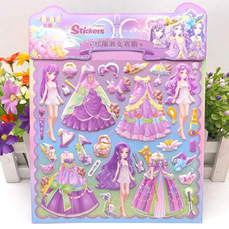 Princess Dress Up Stickers Kindergarten Girls Wear Clothes Bubble ...