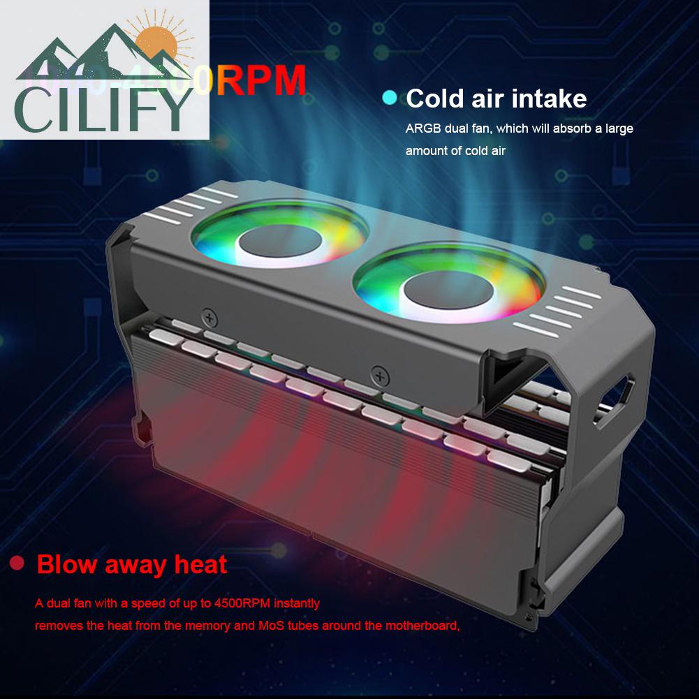 Cilify D50 RAM ARGB Synchronous Radiator Memory, with Dual PWM Cooling Fan, Suitable for DDR4 ...