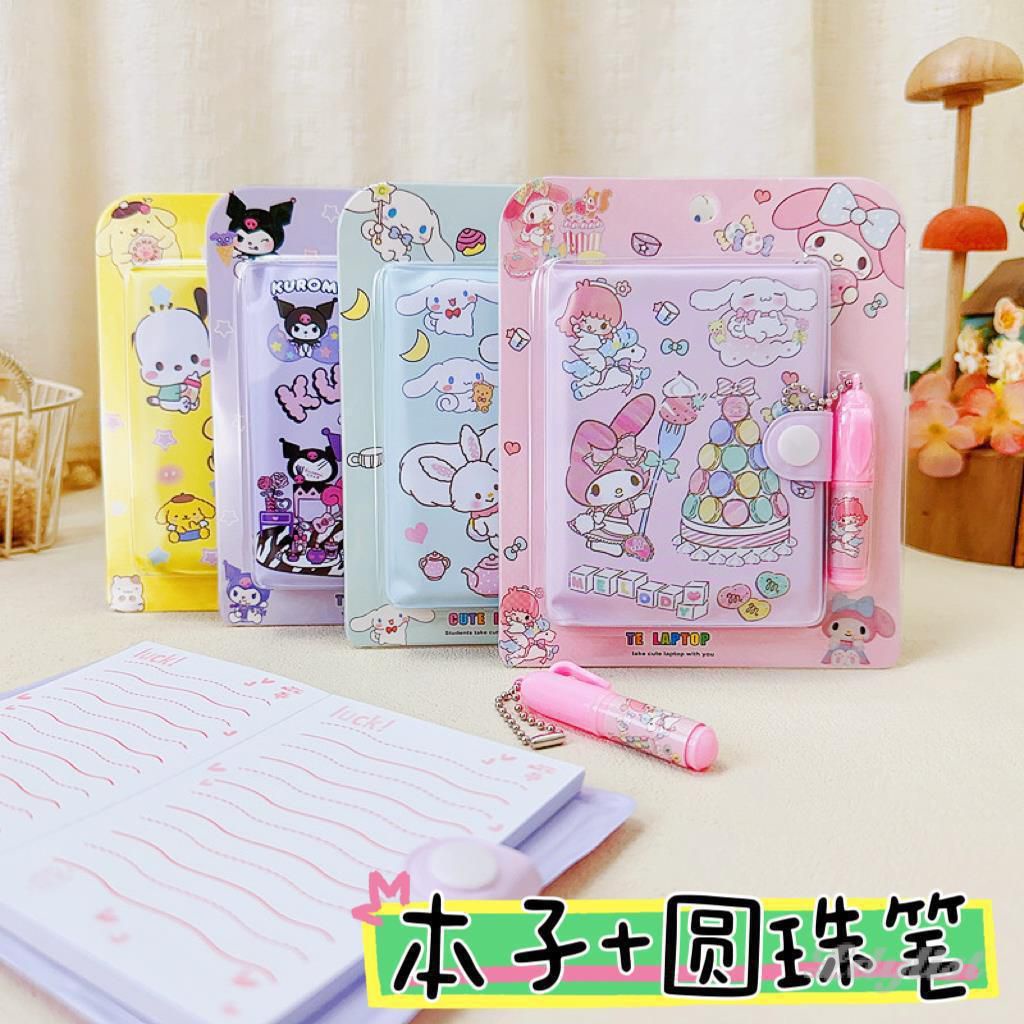 Sanrio Notebook With Pen Journal Cute My Melody Cinnamoroll Kuromi ...