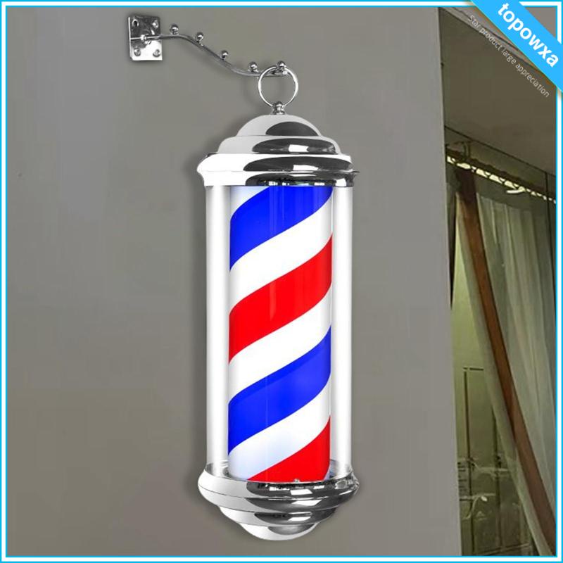 [ Barber Shop Sign Open Lighting Hair Salon Wall Mounted Rotating Pole ...