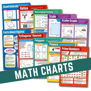EDUCATIONAL LAMINATED MATH CHARTS REARRANGING FORMULAE MATH POSTERS ...