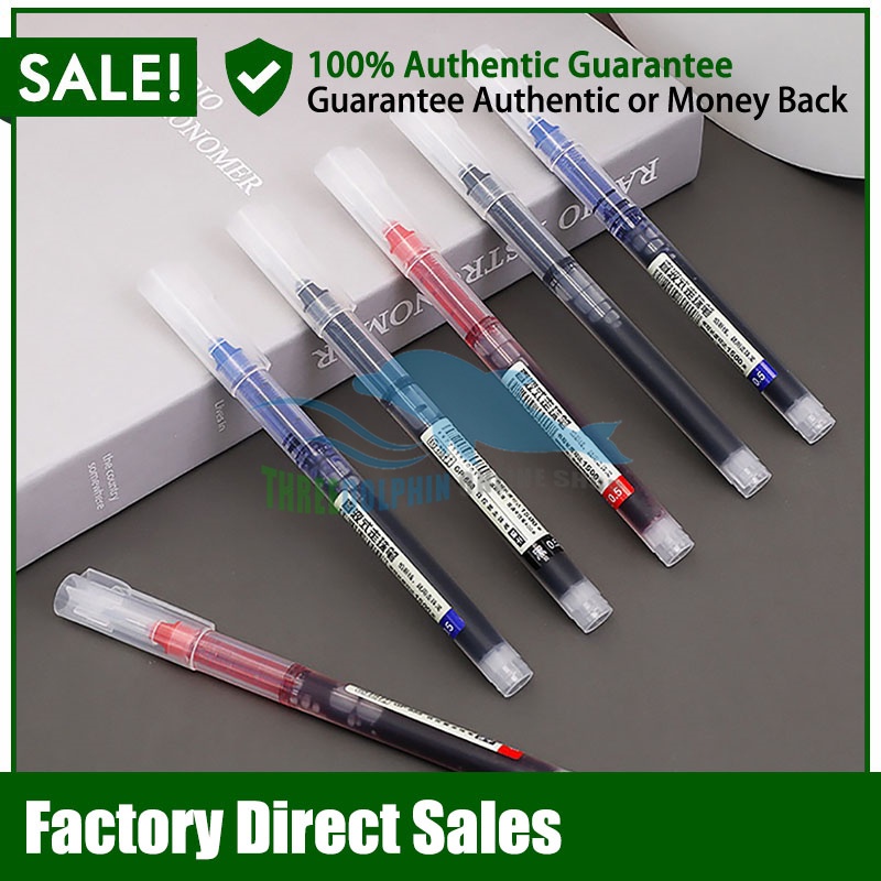 TH 10Pcs 0.5mm Black/Red/Blue Straight Liquid Quick-Drying Gel Pen ...