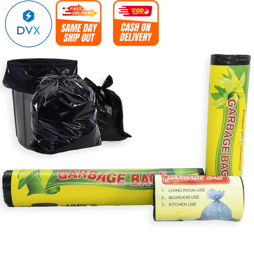 COD DVX Disposable Garbage Bag 10pcs Black Trash bin Waste Pouch ...