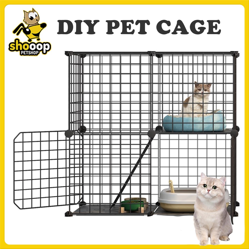 Cat Cage Stackable Dog Cat Pet 2 layers Cage Easy Assemble Hedgehog ...
