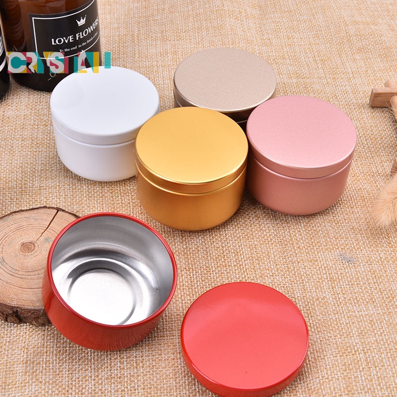 Crystal- Tin Round Metal Tin Box Tin Aluminum Jar Storage Travel Tin ...