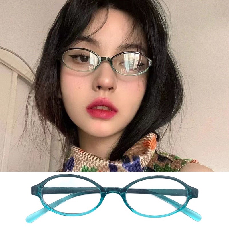 Roselife Japanese Retro Transparent Lens Brown Narrow Oval Eyeglasses ...