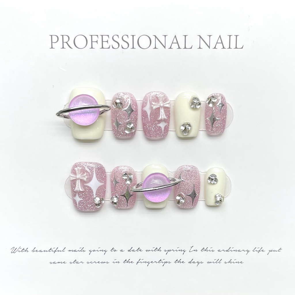 [HANDMADE]Artificial Nail Sweetheart Planet Taro Purple Jelly Smudge ...