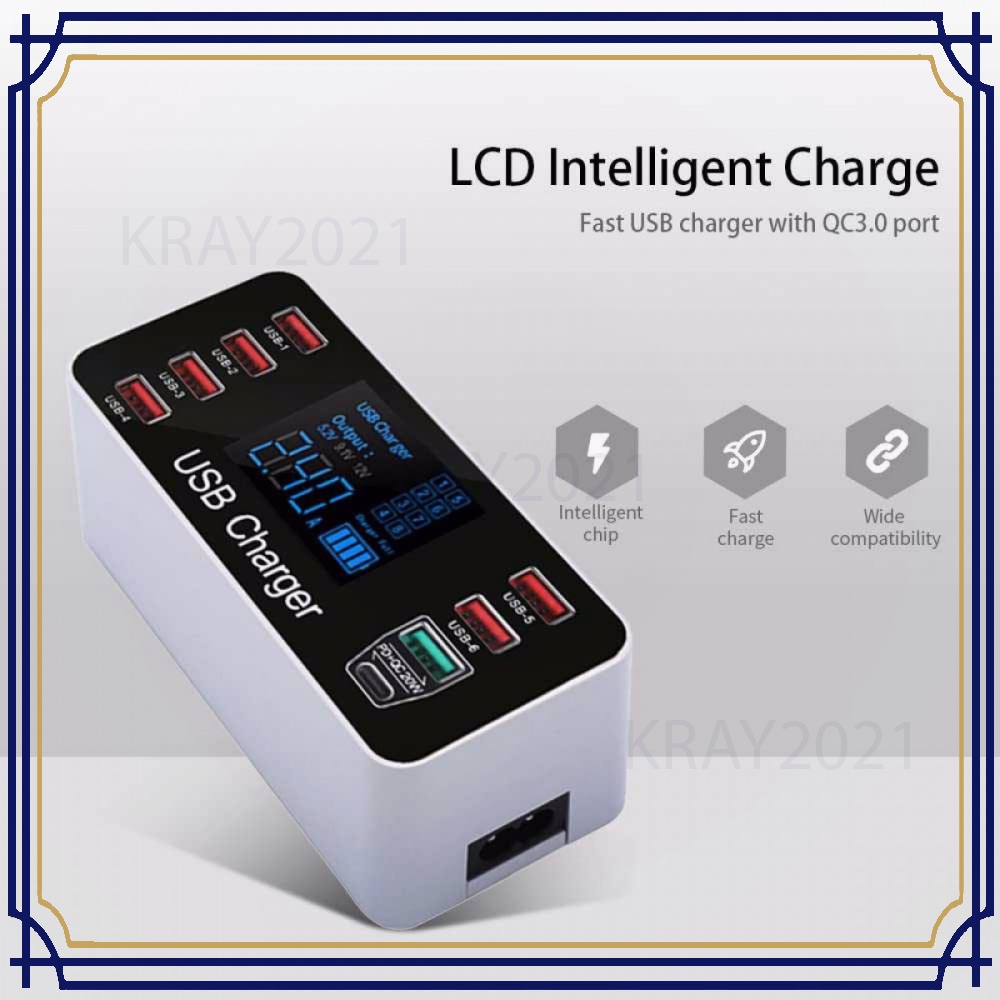 USB Hub Type C 8 Port USB PD Quick Charging Smart Display 40W IT491 ...