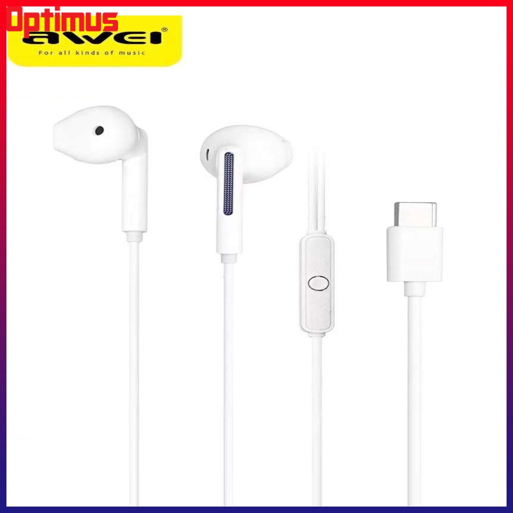 Optimus Depot Awei PC-7T Type-C Wired Earphone - White | Shopee Philippines