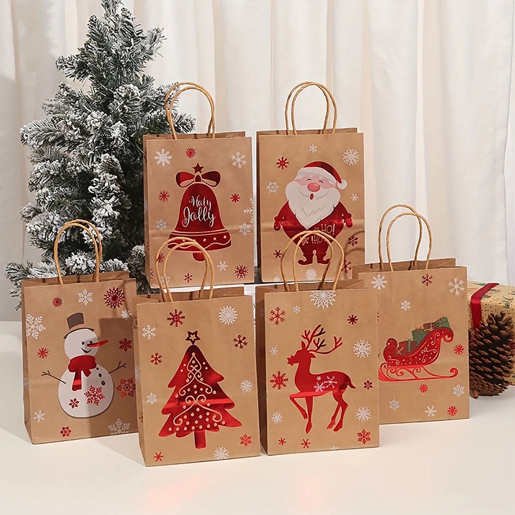 Cute Christmas Series Kraft Paper Gift Bag/Cartoon Santa Claus Snowman ...